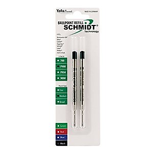 SCHMIDT P900 Ballpoint Tc Ball Parker Style Refill Medium, Black, 2 Pack Blister (SC58135)