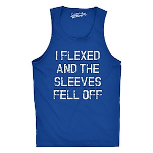 Crazy Dog Mens I Flexed and The Sleeves Fell Off Tank Top Funny Gym Workout Tee Hilarious Sleeveless Muscle Shirt for Guys at The Gym Royal XXL