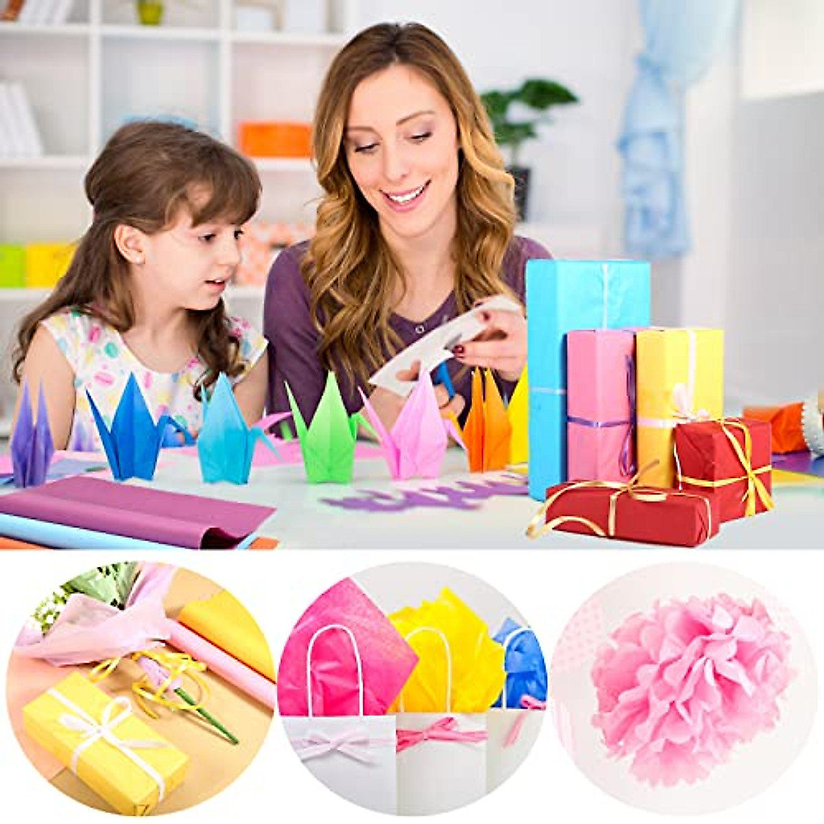 300 Sheets Gift Wrapping Tissue Paper 30 Assorted Colored Tissue Paper, 11.4" x 7.9" Art Craft Paper, DIY Rainbow Tissue Paper Bulk for Gift Wrapping Gift Bags Decorations