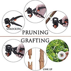 Krewey 2-in-1 Garden Grafting Tools Pruner Kit, V-Graft Omega-Graft and U-Graft, Plant Branch Vine Fruit Tree Cutting Tool Kits Scissors