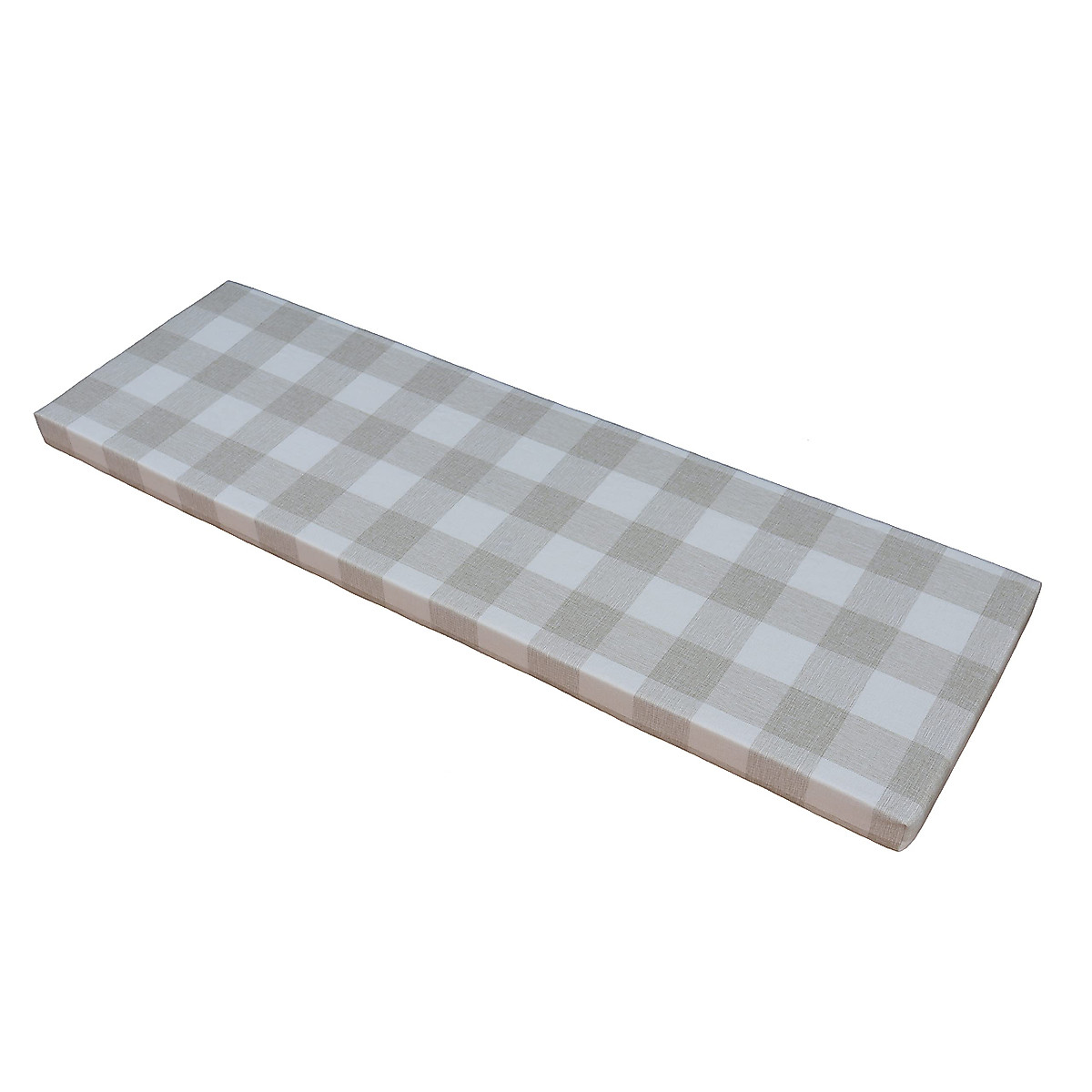 Jininworl Custom Size Seat Cushions, Non-Slip Bay Window Seat Cushions,Outdoor/Indoor Plaid Fabric Bench Pad Chair Pads for Patio Porch Swing Garden Kitchen (Beige and White, 60" x 15" x 2")