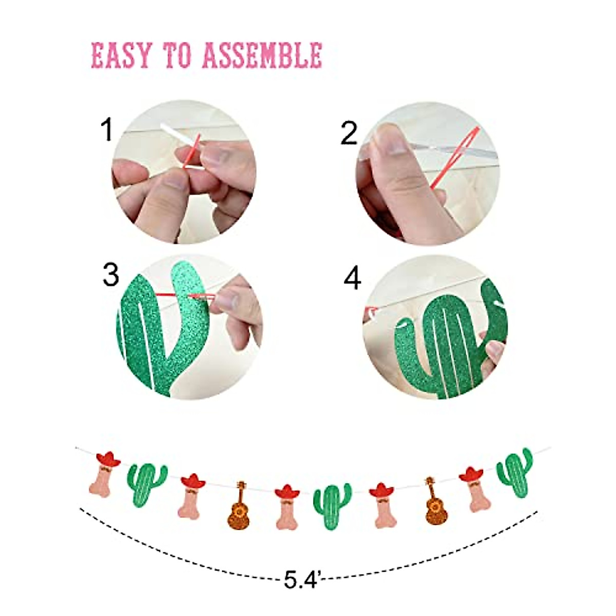 Rose Gold Final Fiesta Banner Garland Cactus Banner for Mexican Fiesta Bachelorette Party Decorations