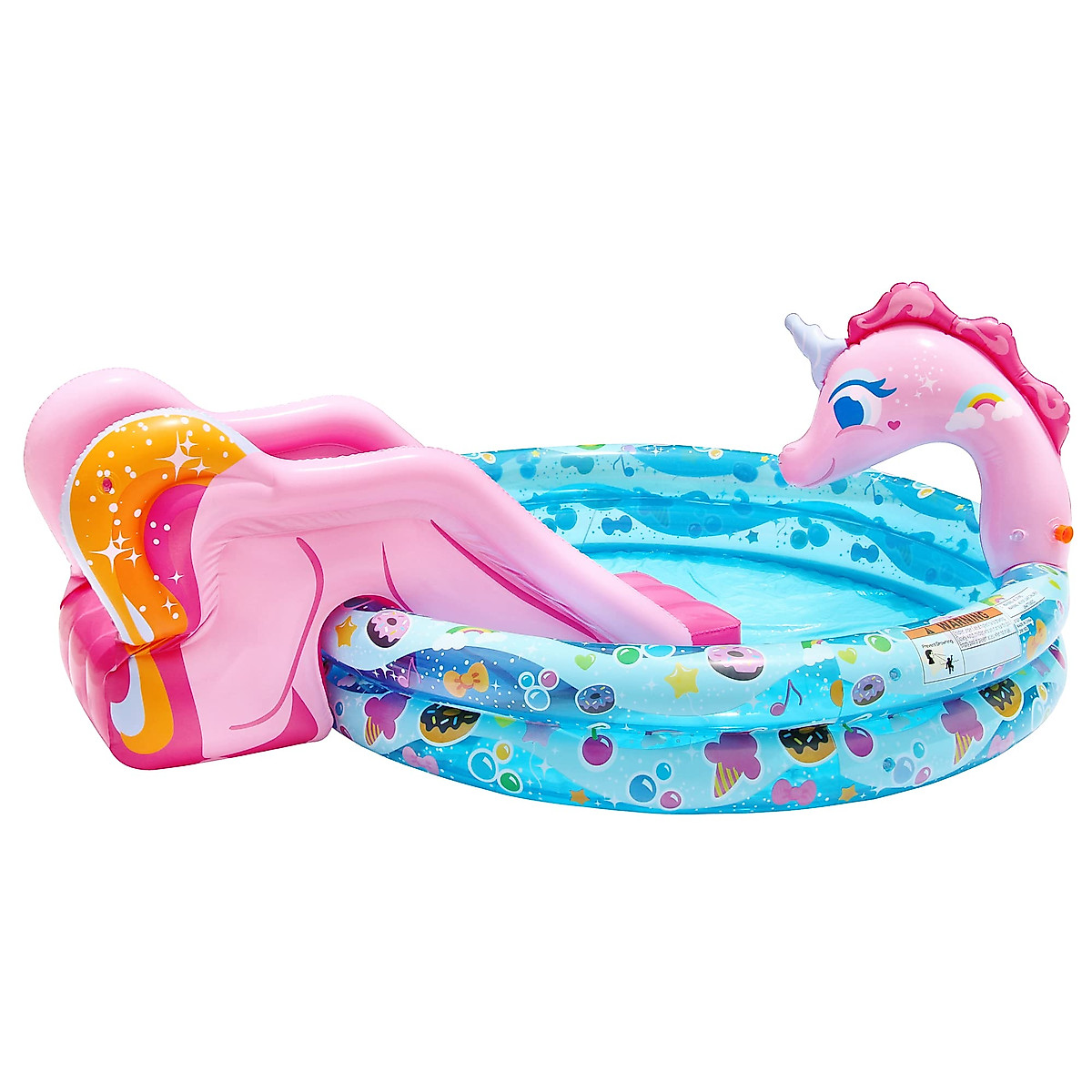 BANZAI Spray 'N Splash Unicorn Pool, Length: 78 in, Width: 60 in, Height: 32 in, Inflatable Outdoor Backyard Water Slide Splash Toy