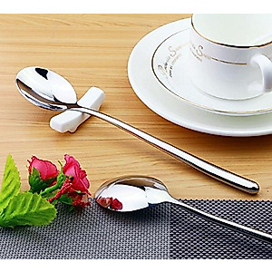 Miupoo Spoons,Stainless Steel Long handled soup spoons,Silver,10 Piece (8.7x1.6 Inches)