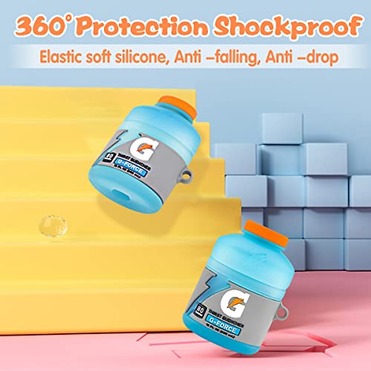 3 Pack Drink Cases for AirPods Case 2nd Generation, Funny Soft Silicone Fashion Cartoon Food Skin Protective Cover, Sport Drinks Water Cute Fun for Apple AirPod 2/1 Women Girls Boys with Keychain