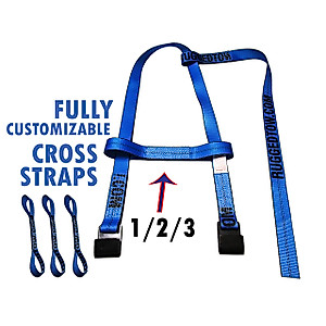 RuggedTow 2X USA Car Basket Straps Adjustable Tow Dolly DEMCO Wheel Net Set Flat Hook Standard Wheels Fits (14-20 Inches, Blue) Domestic