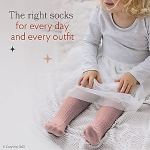 CozyWay Baby & Toddler Knee High Bow Socks, 6 Pack for Girls, Pastel Colors, 0-9 Months Old