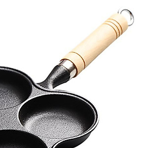 Sunicon 4 Cup Eggs Pan, Cast Iron Anti Stick Easy Clean Egg Cooker Omelet Pan Versatile Breakfast Skillet for Induction Cooktop Gas Stove