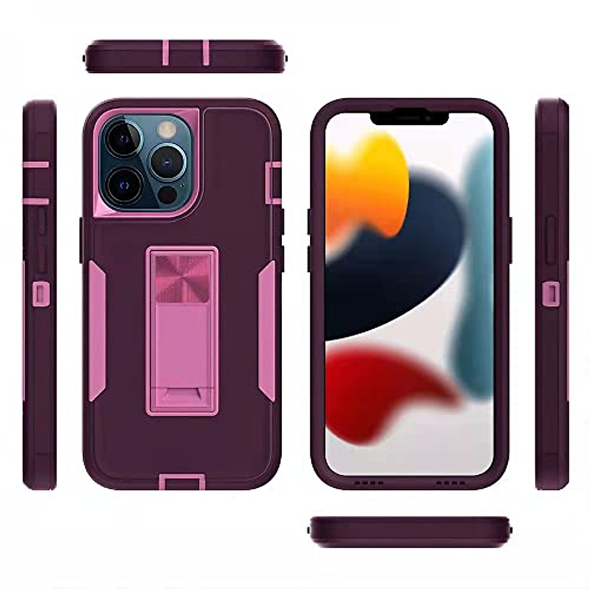 showdd Designed for iPhone 13 Pro Max Case, Military Grade Drop Protection iPhone Case Compatible with Magnetic Car Mount, Hybrid Hard PC Kickstand Case for iPhone 13 Pro Max 6.7", Purple