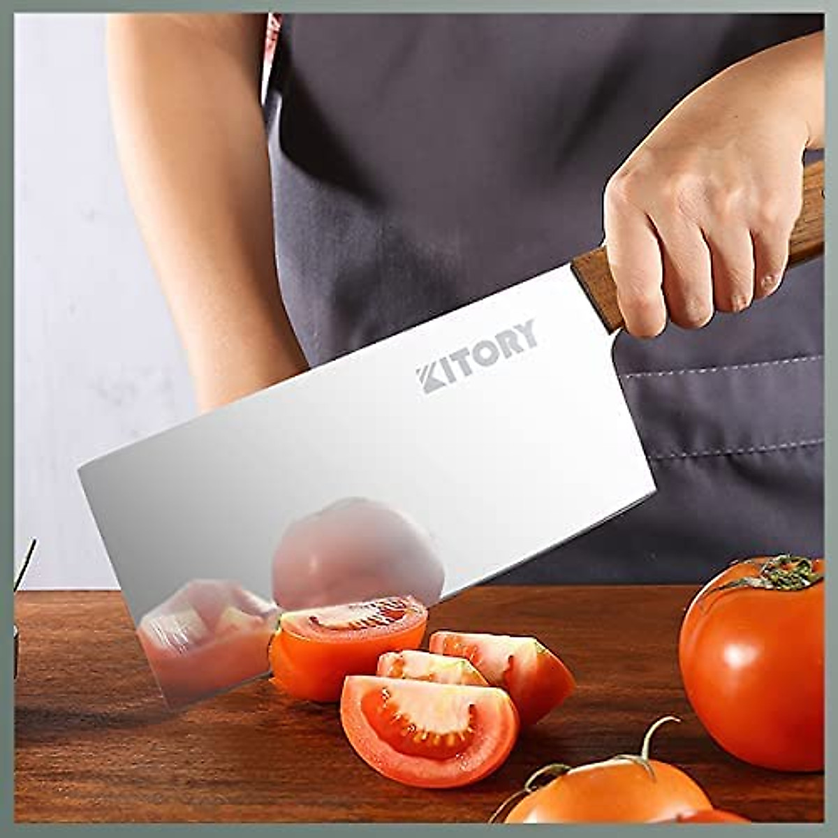 Kitory Cleaver Knife, Full Tang Chinese Chef Knife for meat and vegetable, German Stainless Steel Kithcen Knife 7"