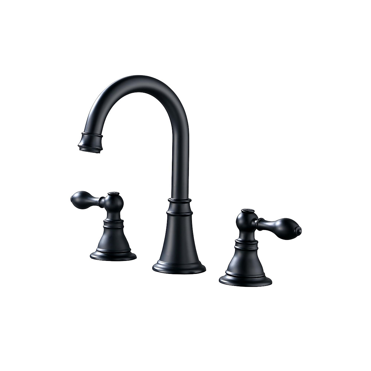 Derengge Matte Black Bathroom Sink Faucet,3 Hole Two Handle Bathroom Faucet with Pop up Drain, 8 Inch Widespread Bathroom Faucet for Bathroom Sink Vanity RV Farmhouse Sink,LF-0285-MT