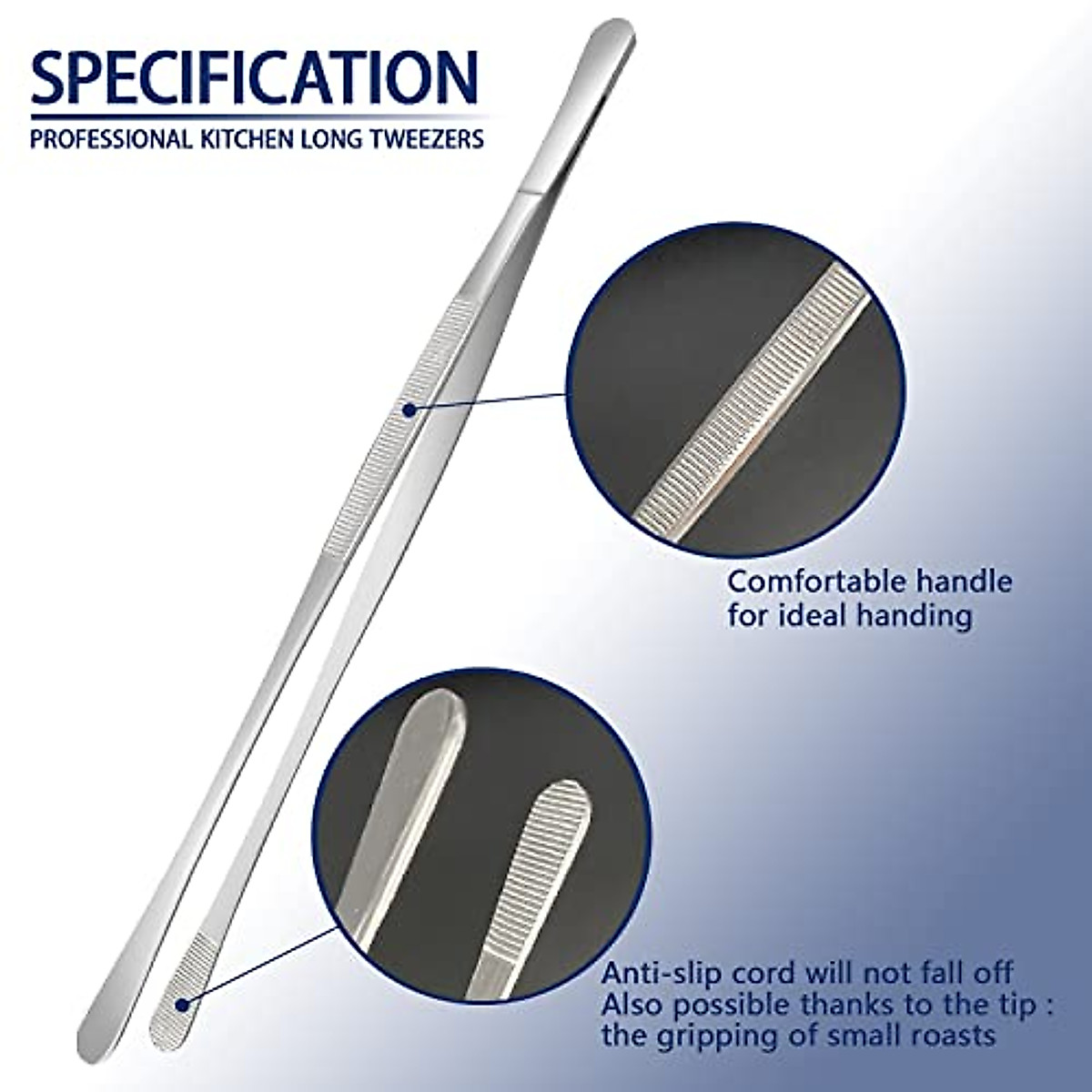 5 Pcs Kitchen Fine Tweezer Tongs, Stainless Steel Food Tweezers Set, Professional Kitchen Long Tweezer for Cooking,Repairing,Sea food,BBQ,Multi-use(12"and 6.3")