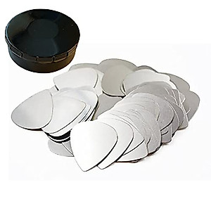 Pack of 20 Stainless Steel Metal Guitar Picks for Bright, Vibrant Sounds Long Lasting Durable Epic Accessories with Tin Can Carrying Storage Case