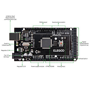 ELEGOO MEGA R3 Board ATmega 2560 + USB Cable Compatible with Arduino IDE Projects RoHS Compliant