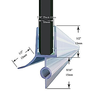 ELEGANT Shower Plastic Strip 28" Long Clear Vinyl Shower Door Bottom Seal Strips,Waterproof Rail for 3/8" Frameless Glass Shower Doors