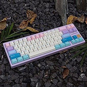Mintcaps PBT Keycaps 130 Keys Fairy Cherry Profile Keycaps Custom Keyboard Colorful Dye-Sub Keycaps Full Set for Cherry Gateron MX Switches Mechanical Keyboard,White Pink Purple Keycaps