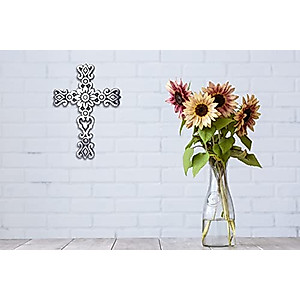Crosses Wall decor Western Hanging Cross Wall Decor Crosses Wall decor Decorative Crosses Wall decor Silver Nickel Finish 9.5" x 5" Inches