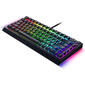 Razer BlackWidow V4 75% Mechanical Gaming Keyboard: Hot-Swappable Design - Compact & Durable - Orange Tactile Switches - Chroma RGB - MF Roller & Media Keys - Comfortable Wrist Rest - Black