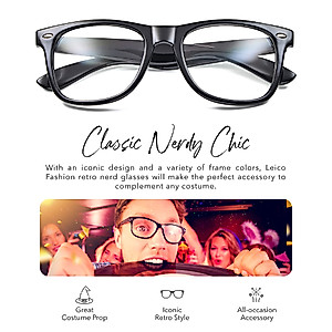 Clear Lens Non-Prescription Retro Fashion Nerd Glasses for Men Women - Cosplay Costume Fake Eyeglasses Frame