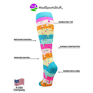 MadSportsStuff Rainbow Sprinkles Over the Calf Length Socks (Rainbow, Small)