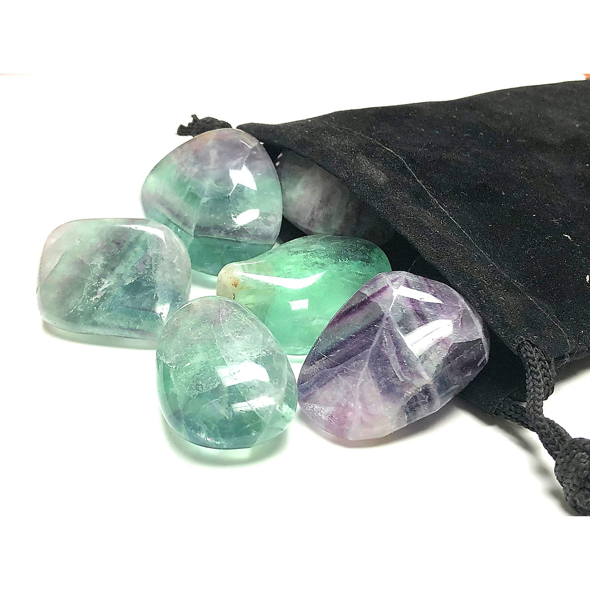 Zentron Crystal Collection: Natural Grade A Large Tumbled Rainbow Fluorite - Polished Authentic Wholesale Gemstones for Healing, Wicca, Reiki (1/2 Pound)
