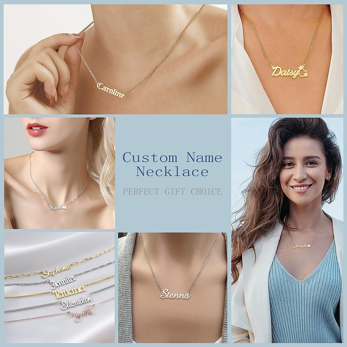 Roy Lopez Name Necklace Personalized Custom Name Necklaces Dainty Nameplate Pendant Gift for Women