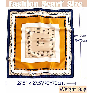 kcctoo 27.5" Mulberry Silk Feeling Head Scarf Women's Fashion Square Neck Satin Scarfs for Bag Hair Scarves Gift