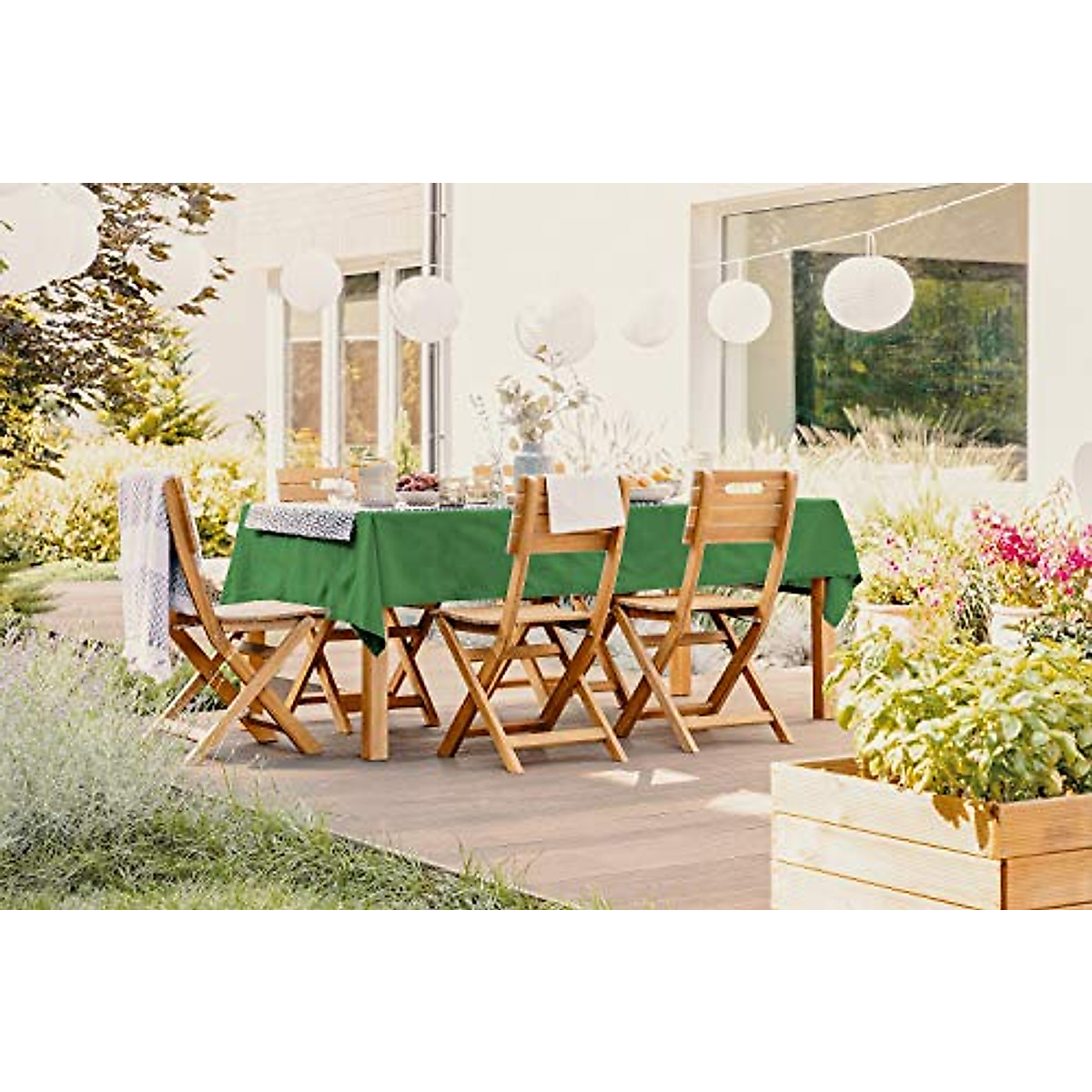 YLZYAA Rectangle Tablecloth - 60 x 102 Inch - Green Rectangular Table Cloth for 6 Foot Table in Washable Polyester - Great for Buffet Table, Parties, Holiday Dinner, Wedding & More