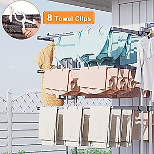 Raybee Clothes Drying Rack Folding Indoor 5-Tier 73.6" H Laundry Drying Rack Oversized Drying Rack Clothing Foldable Clothes Rack Drying with Wheels Outdoor Use