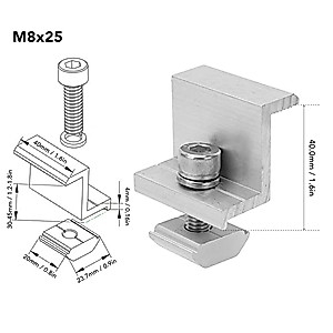 10PCS Solar End Clamp Solar Panel Mounting Z Brackets Aluminum Alloy Pressing Block PV Panel Rail End Grounding Clamps for RVs Trailers Boats Yachts Wall (40mm)