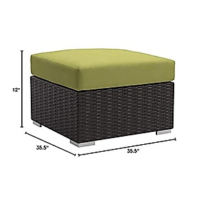 Modway Convene Wicker Rattan Outdoor Patio Square Ottoman in Espresso Peridot