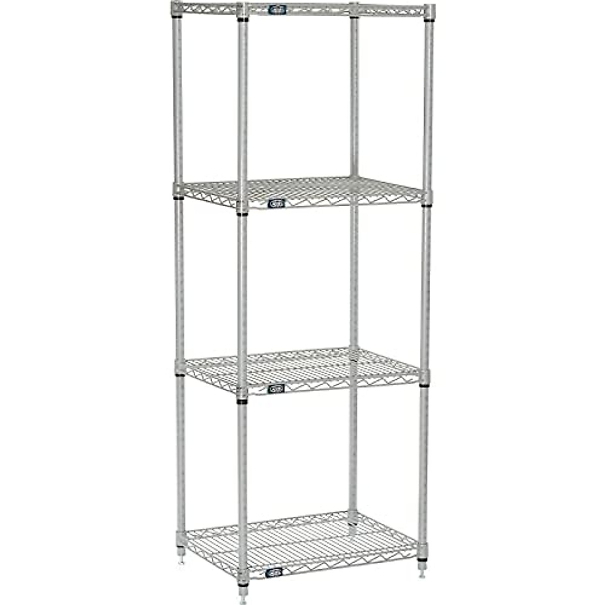 Nexel 18" x 24" x 63", 4 Tier, NSF Listed Adjustable Wire Shelving, Unit Commercial Storage Rack, Silver Epoxy, Leveling feet