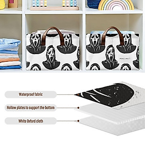 Exnundod Halloween Ghost Devil Storage Bins Black Mask Scream Stroage Basket Collapsible Storage Bin with Handles Organizing Closet Blanket Toys