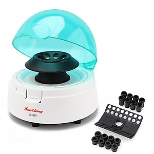 Sanliang Mini Centrifuge 7000RPM Lab Benchtop Centrifuge Machine with 2 Rotors for 8 x 0.2/0.5/1.5/2.0ml and 0.2mL×32 PCR Strips, Low Noise≤45dB.