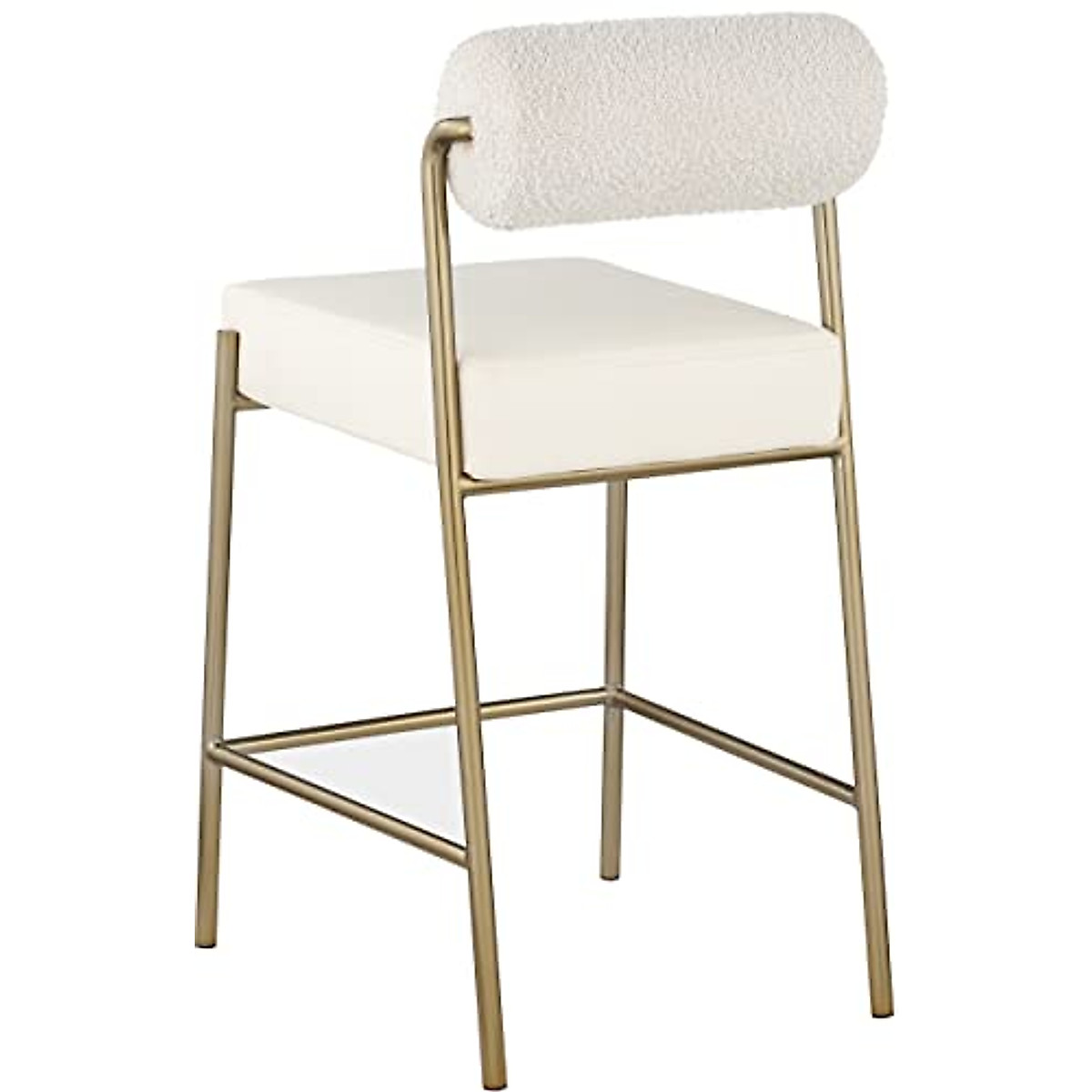 Meridian Furniture 587Cream-C Carly Collection Modern | Contemporary Vegan Leather/Boucle Fabric Upholstered Counter Stool, 19" W x 22.5" D x 37" H, Cream