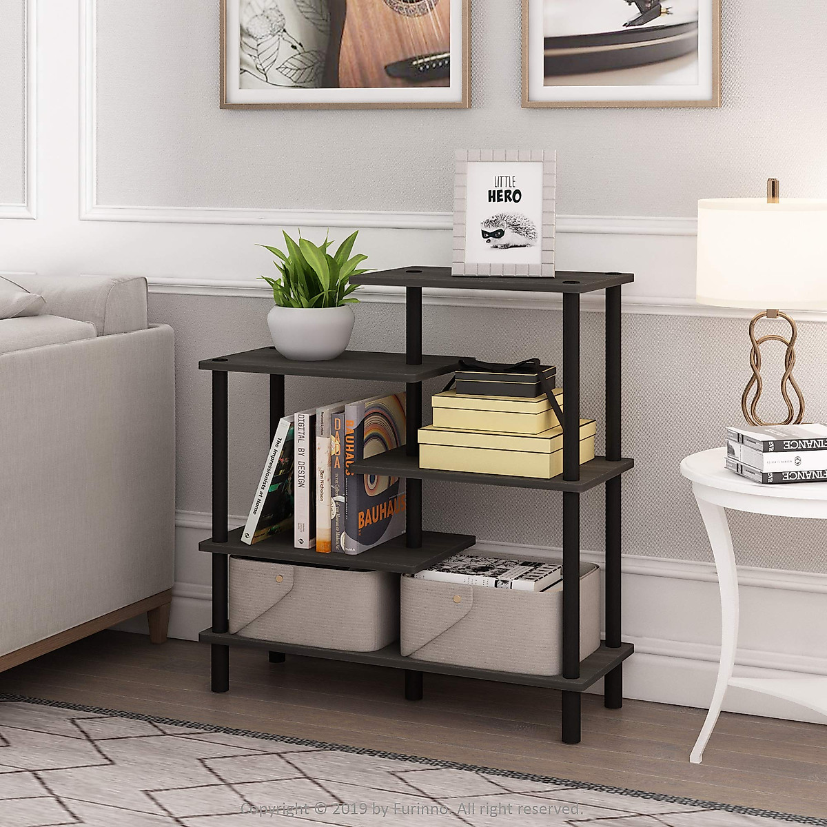 Furinno Turn-N-Tube 5-Tier Accent Display Rack, Espresso/Black