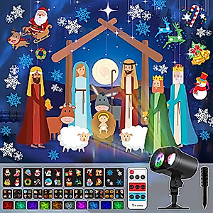 Animation Projector Lights,18 Slides/72 Patterns 2 in 1 Moving Pattern Projection Lights Landscape Lights Waterproof Outdoor Indoor for Holidays Halloween Parties Decoration