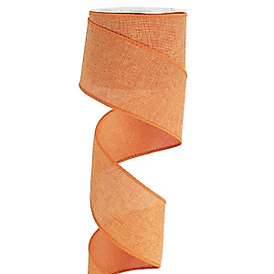 HUIHUANG Orange Wired Ribbon 2-1/2 inch Linen Orange Wire Edge Burlap Ribbon for Fall Wreaths, Bows, Craft, Garland, Swags, Gift Basket, Tree Decoration, Gift Wrapping, Home Decor -10 Yards (30 feet)