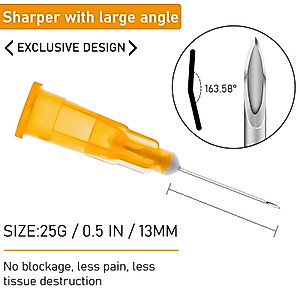 100Pack 25 Gauge 1/2 Inch Lab Needles, Disposable Luer Lock Supplies
