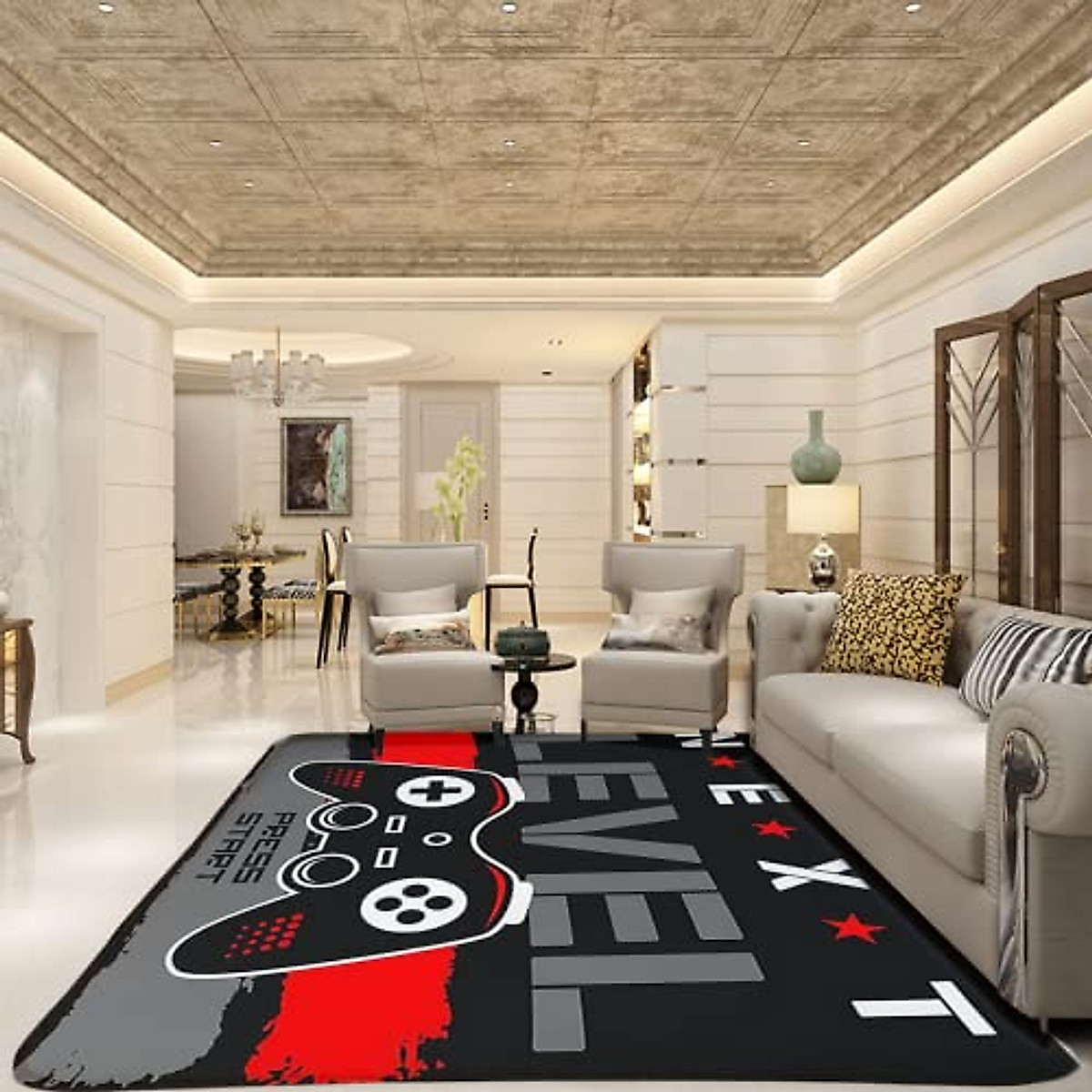 RUI＆TONG Gaming Room Decor Rug for Video Gamer Area Game Bedroom Living Rugs Washable, 24X36 inches (60X90 cm)