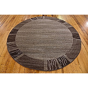 Unique Loom Del Mar Collection Area Rug-Transitional Inspired with Modern Contemporary Design, 6 ft x 6 ft, Light Brown/Beige