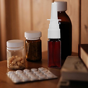 ARTIBETTER Empty Nasal Spray Bottle Amber Plastic Fine Mist Sprayers Refillable Container for Essential Oils Aromatherapy Perfume 15ml 10pcs