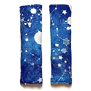 Set of 2 Universal Car Seat Belt Cover, Blue Moon White Dreamcatcher Saturn Star, Truck SUV Cushion Seatbelt Shoulder Strap, Soft Comfortable Driving Protection, Plush Padded 100% Cotton Adult Child