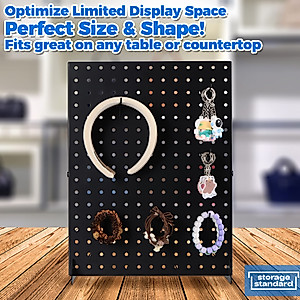 Pegboard Display Stand for Craft Shows & Fairs - Metal Jewelry Retail Display for Selling Accessories, Earring, Pin Stands for Retail Stores, Vendors & Events - 17" x 13”, Black
