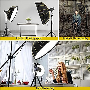 Glow EZ Lock 42" Collapsible White Beauty Dish Softbox w/Bowens Mount Speedring and Deflection Disk, 16 Ribbed Design Soft Box with White Interior for Perfect Lighting and Beauty Dish Photography