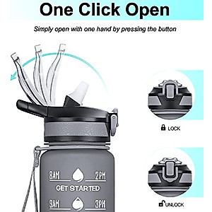 ELYPHINE 32OZ Water Bottles with Removable Straw & Time Marker, Motivational Water Bottle with BPA Free Tritan Material, Leakproof Water Jug for Fitness Sports (Forever Lost 24oz)