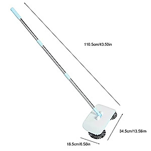 Hand Push Sweeper, Household Hand Sweeping Machine, Non Electric Sweeper Mop Broom Dustpan Floor Cleaning Tools for Cleaning Hair, Fruit Shell, Dust, etc - Angle Changable Freely(Blue)