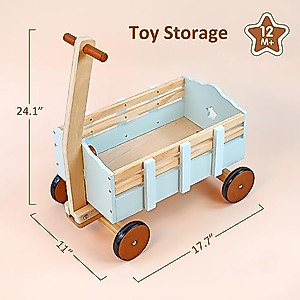PairPear Wooden Push Wagon Toy,Kids Cargo Walker Cart Wagon Baby Walker for Toddlers，Push and Pull Toys Gift for Babies Boys and Girls.