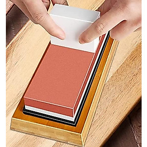 G.B.S Whetstone Knife Sharpening Stone 2 Sided Grit 3000/8000 Waterstone and Black Luxury Shaving Kit - Wood Straight Razor, Mug, Natural Soap, Brush, Alum block, Strop and Paste