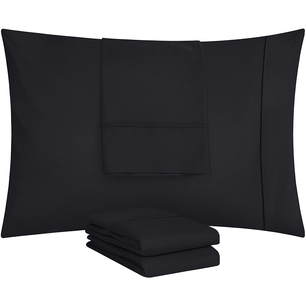 Utopia Bedding Queen Pillow Cases - Pack of 4 - Envelope Closure - Soft Brushed Microfiber Fabric - Shrinkage and Fade Resistant Pillow Covers Queen Size 20 X 30 Inches (Black)